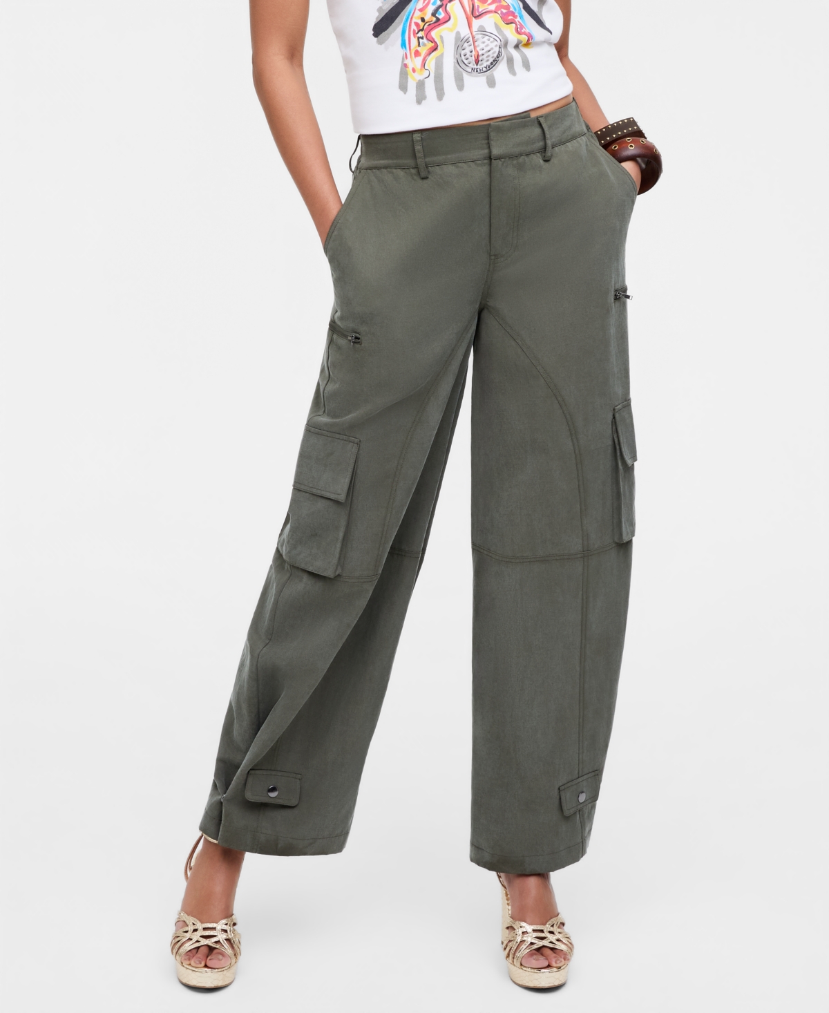 Click here for On 34th X Molly Rogers Womens Snap-Hem Cargo Pants... prices