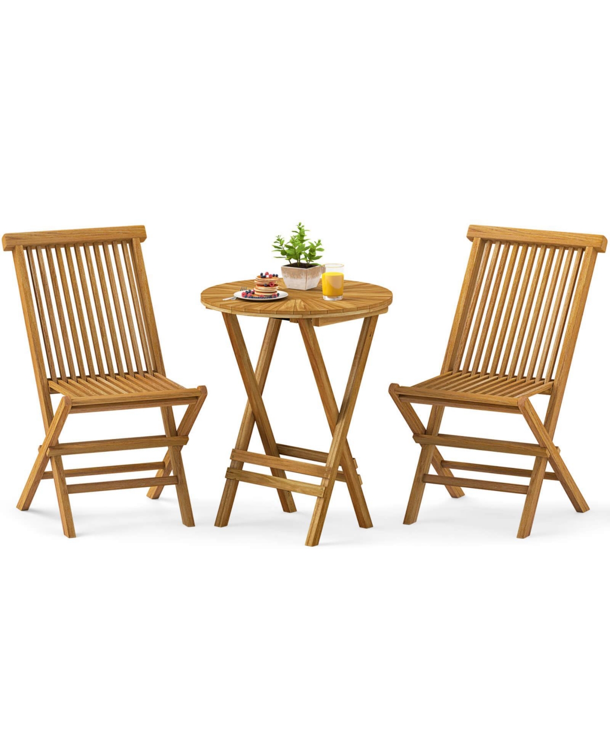 Click here for 3 Pcs Folding Patio Bistro Set Teak Wood Round Tab... prices
