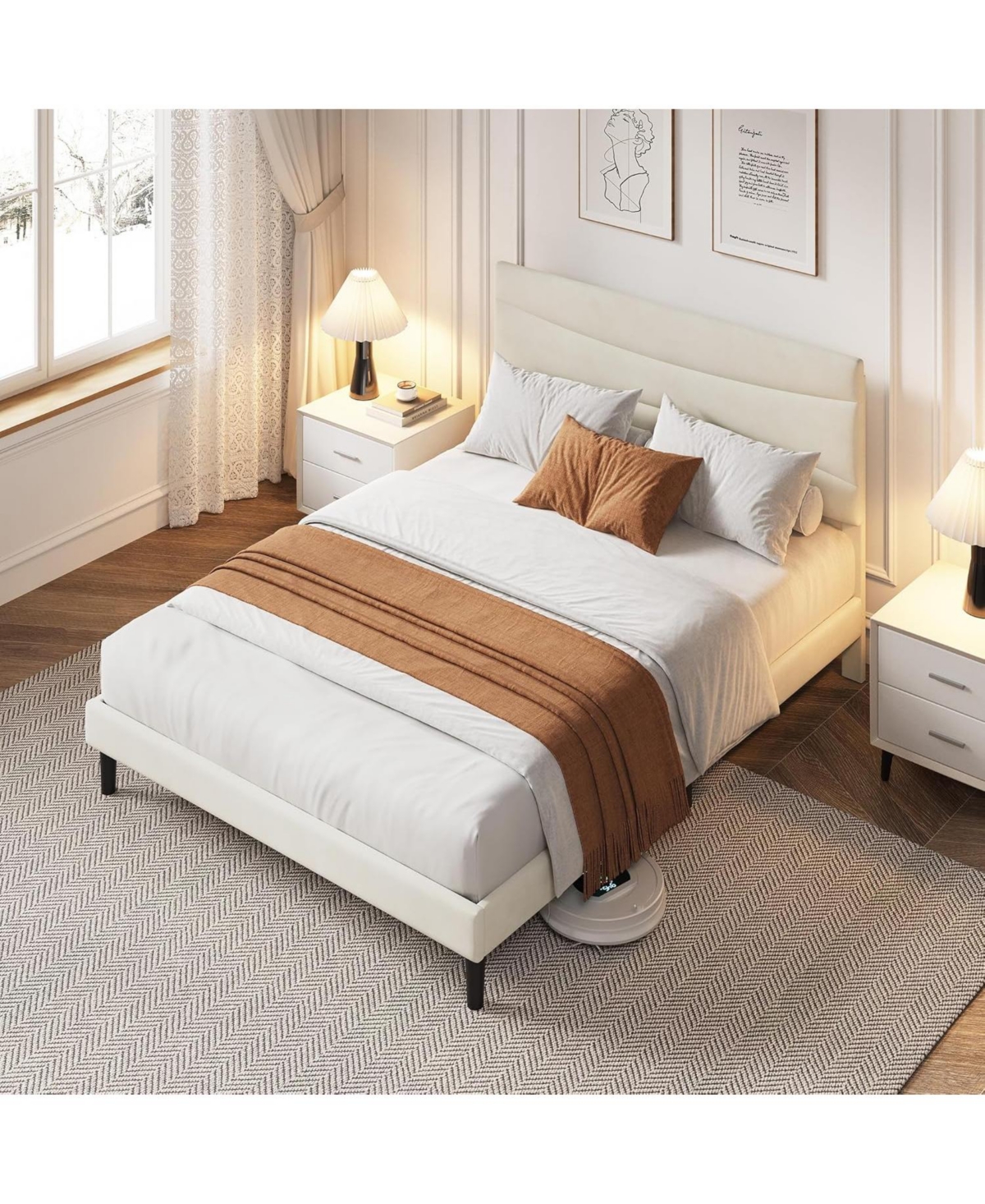 Click here for gaomon Queen Bed Frame with Headboard  Upholstered... prices