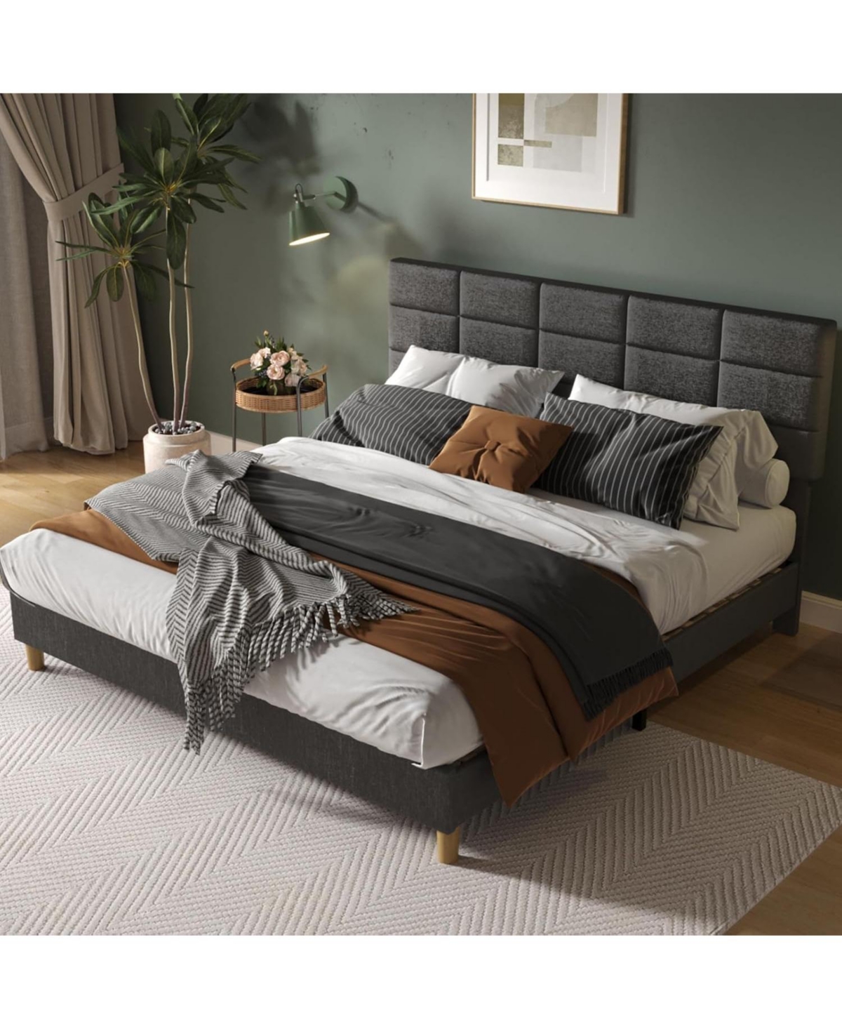 Click here for gaomonUpholstered Platform Bed Frame with 12-Panel... prices