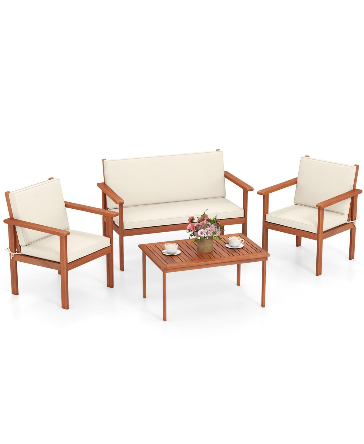 Click here for Gymax 4 Pieces Patio Furniture Set Acacia Wood Por... prices