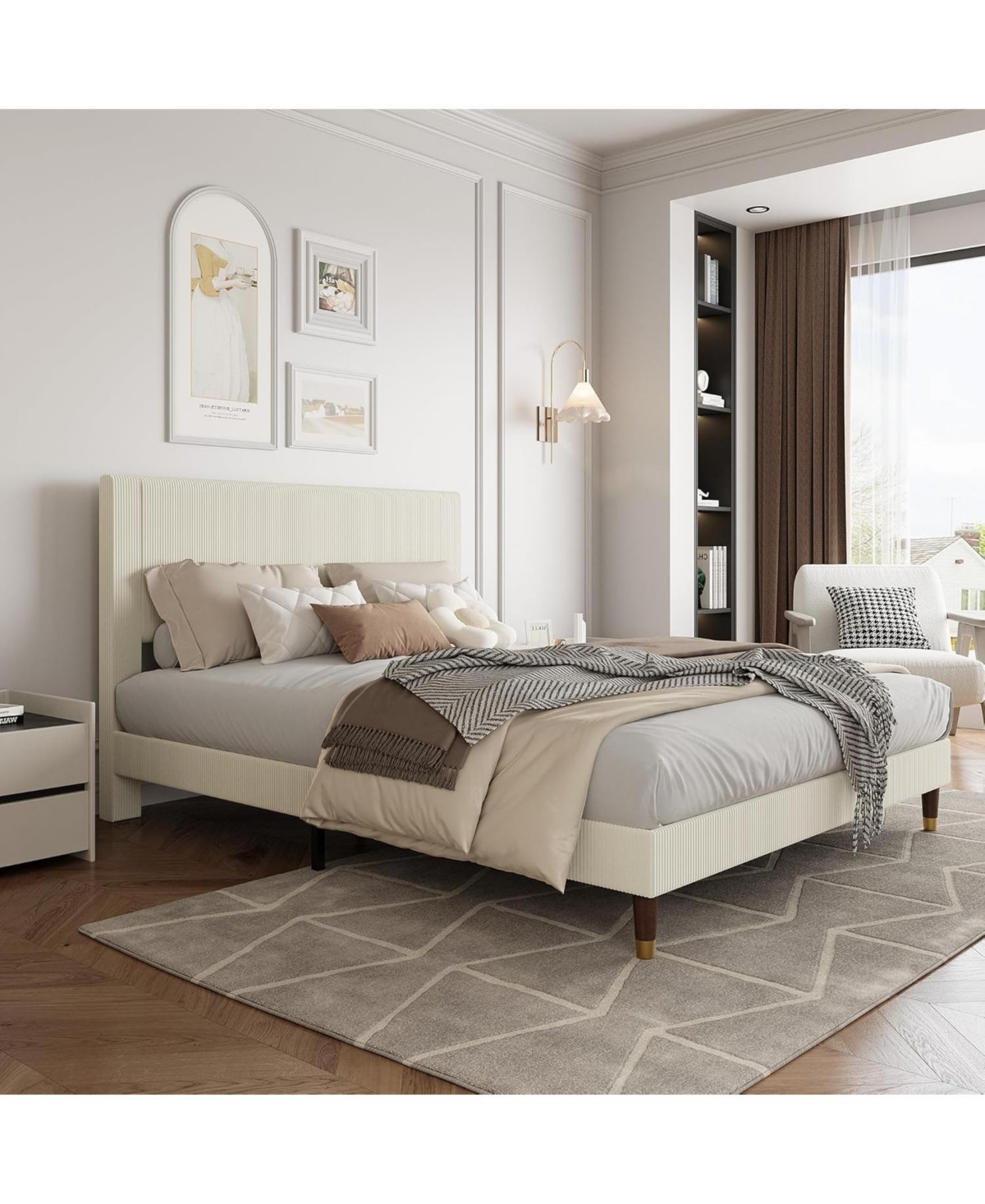 Click here for gaomon Bed Frame with Headboard  Corduroy Upholste... prices