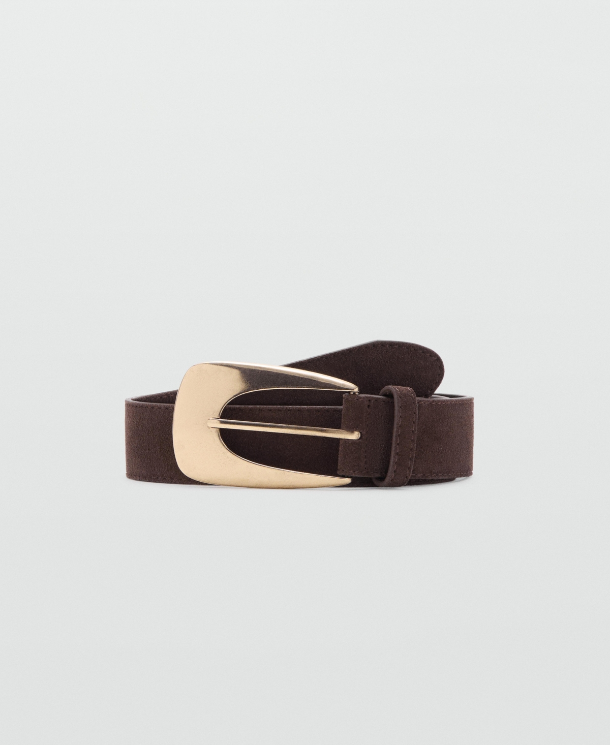 Click here for Mango Womens Maxi Buckle Suede Belt - Dark Brown prices