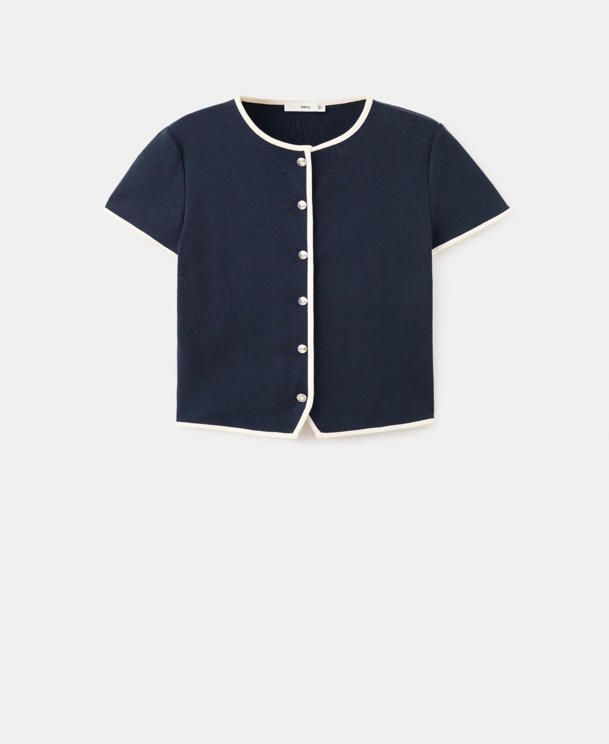 Click here for Mango Womens Buttoned Cotton T-Shirt - Dark Navy prices
