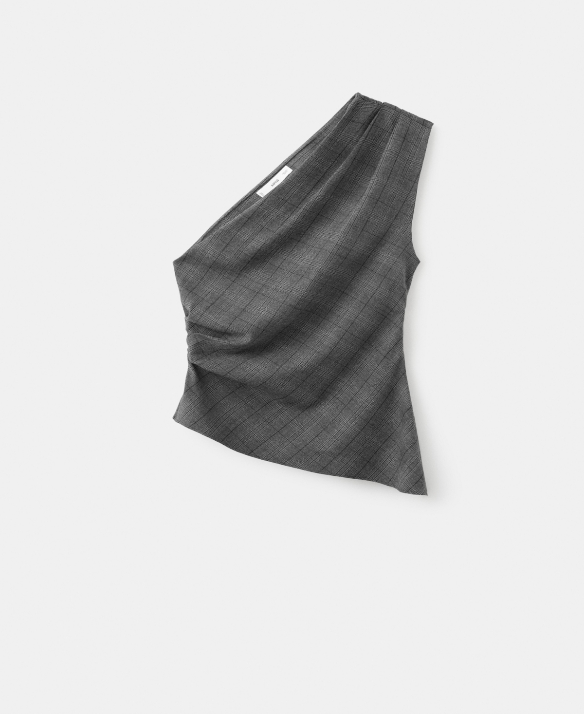 Click here for Mango Womens Asymmetrical Check Top - Gray prices