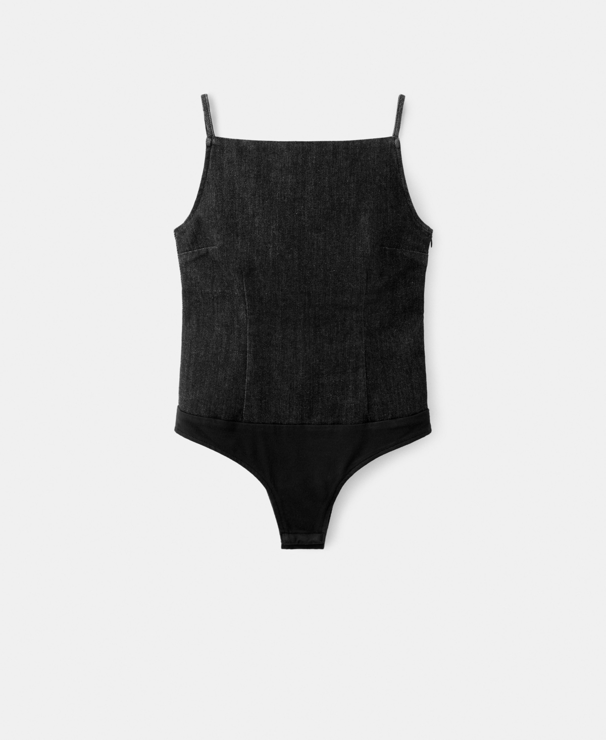Click here for Mango Womens Fitted Denim Bodysuit - Black prices