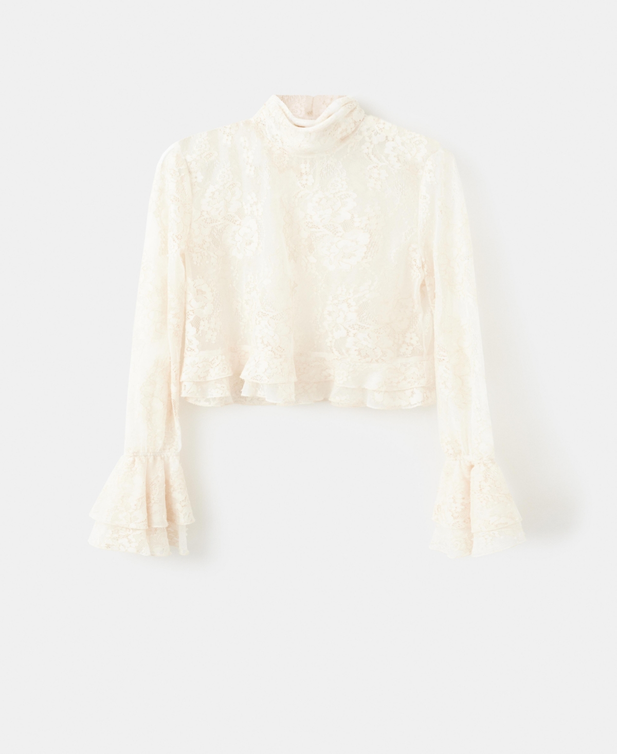 Click here for Mango Womens Ruffled Embroidered Blouse - Ecru prices