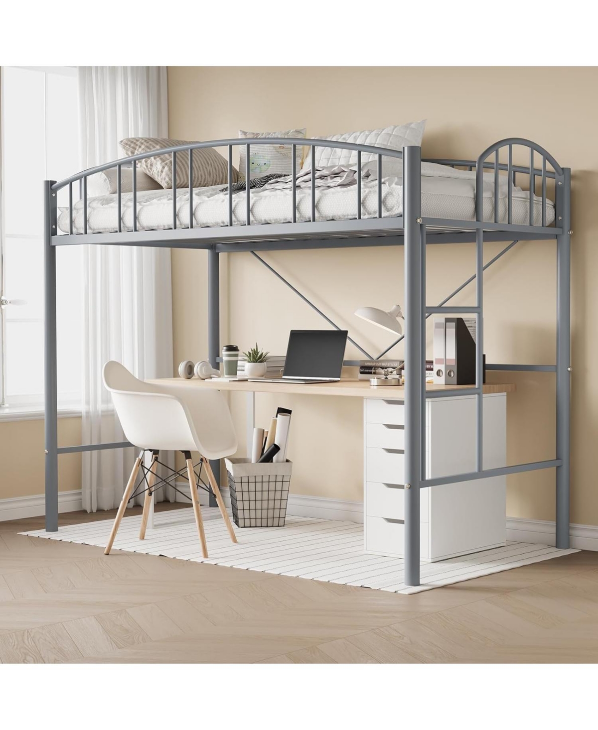 Click here for gaomon Loft Bed Twin Size with Ladde and Arched Gu... prices