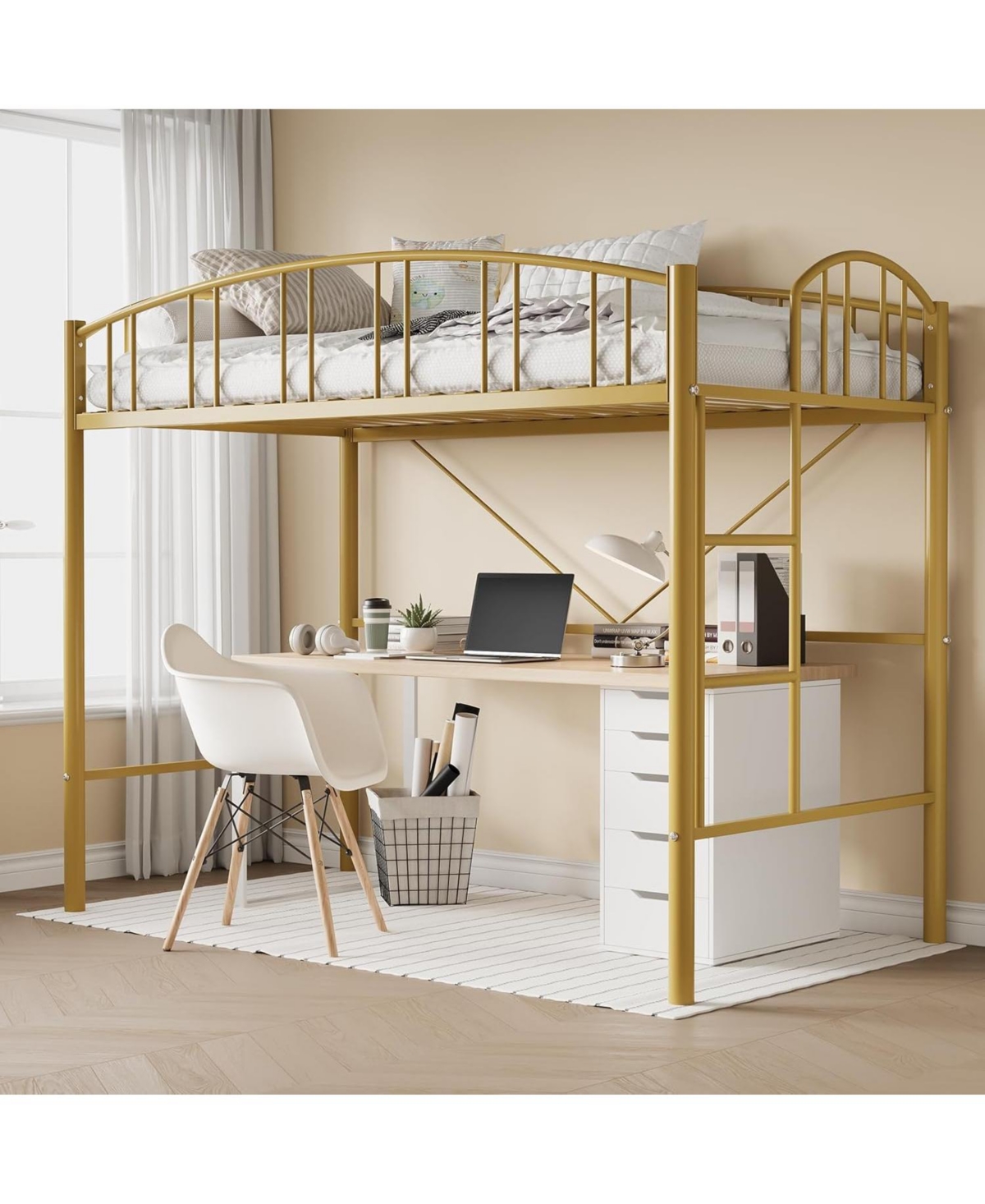 Click here for gaomon Loft Bed Twin Size with Ladde and Arched Gu... prices