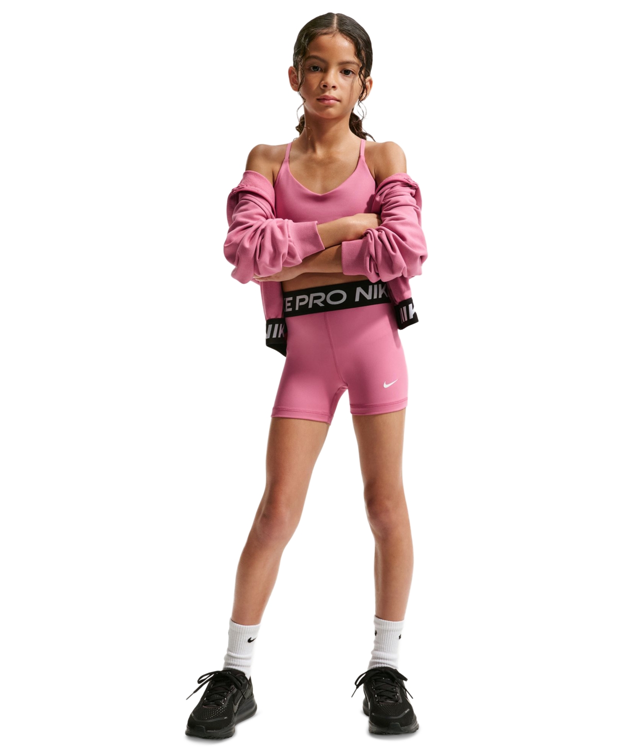 Click here for Nike Pro Big Girls 3 Shorts - Peony/white prices