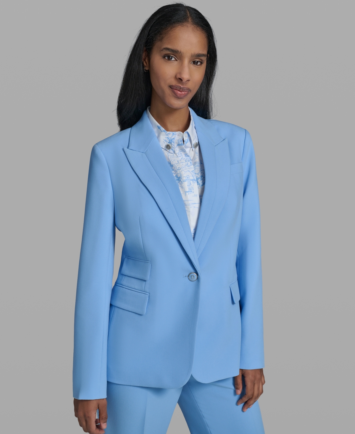 Click here for Karl Lagerfeld Paris Womens 1-Button Jacket - Sky... prices