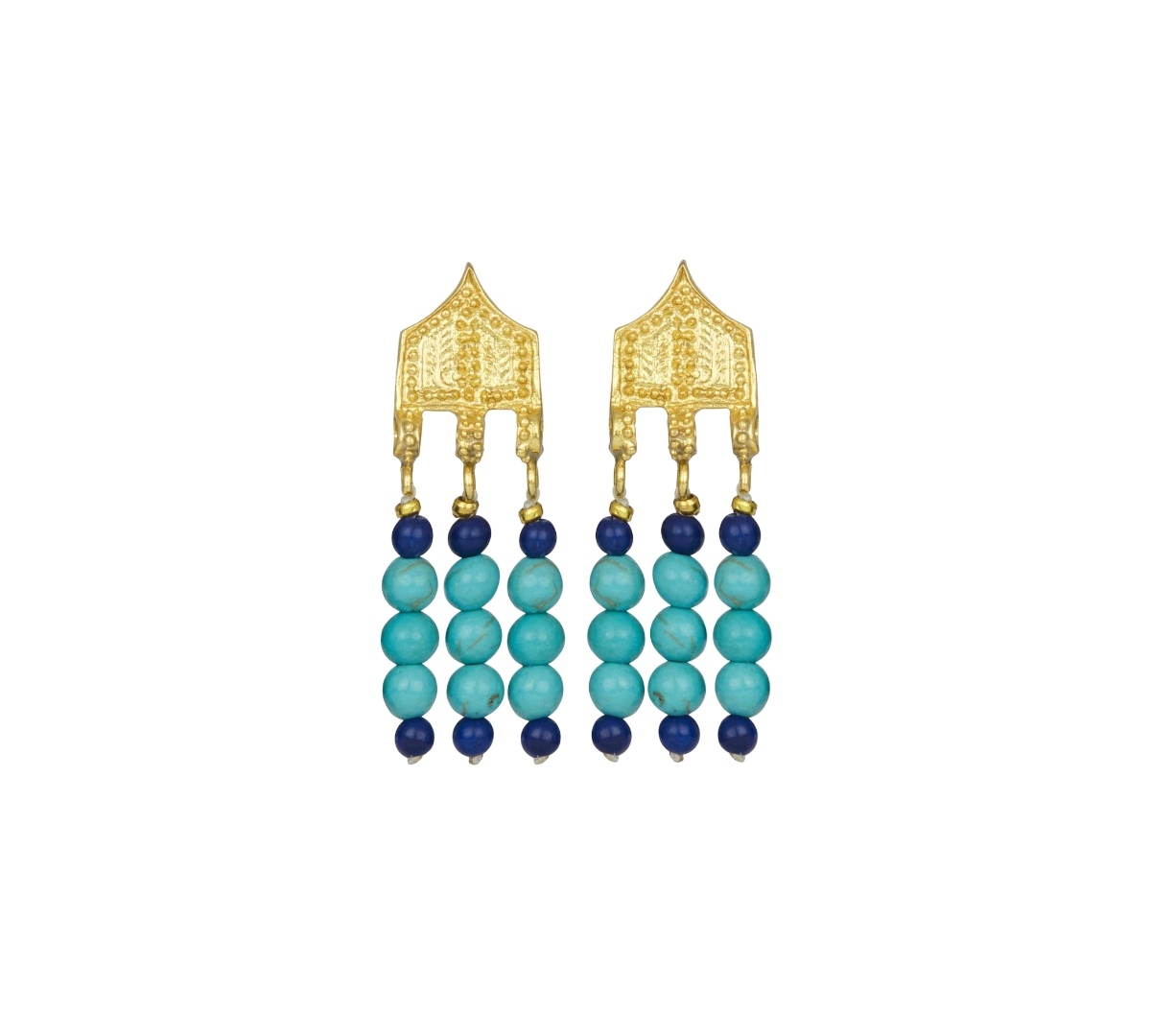 Click here for Ottoman Hands Riva Bead Drop Earrings - Gold prices