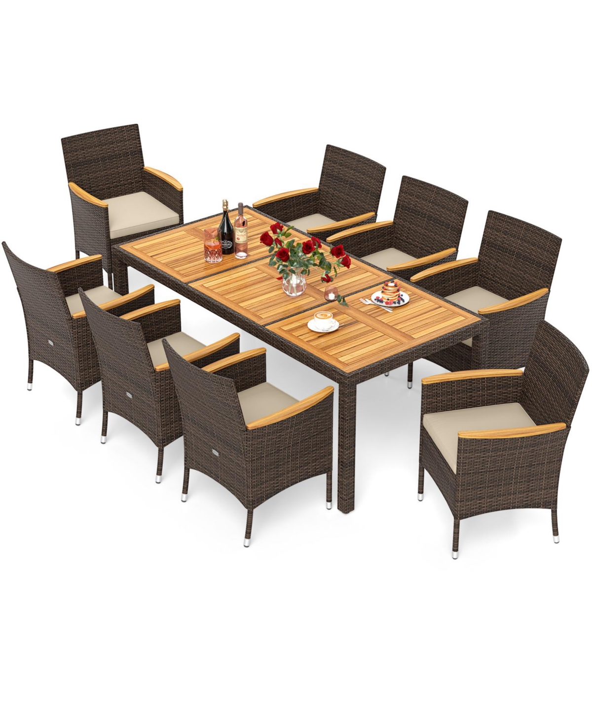 Click here for Gymax 9 Pieces Patio Pe Wicker Dining Set Outdoor... prices