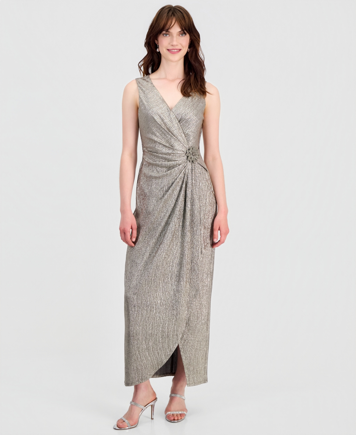 Click here for Connected Womens Surplice-Neck Gathered-Waist Maxi... prices