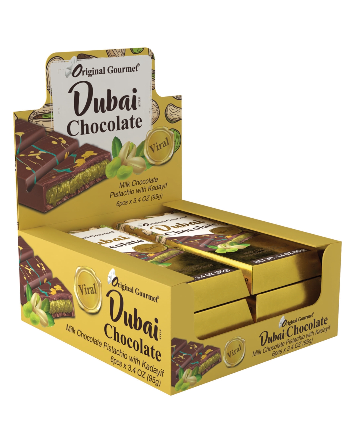 Click here for Original Gourmet Dubai Milk Chocolate Bar  6-Pc. prices