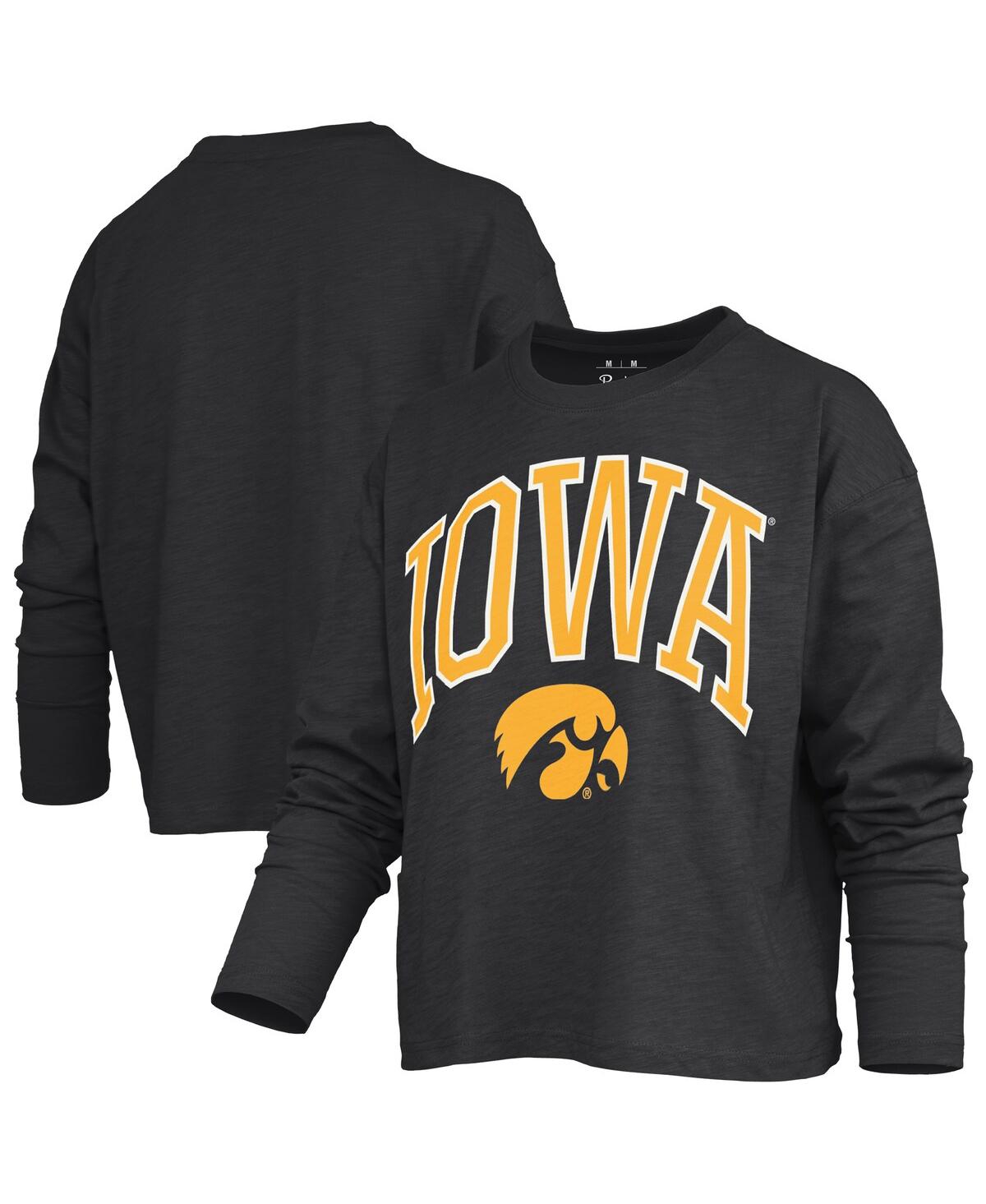 Click here for Pressbox Womens Black Iowa Hawkeyes Motley Boxy Wa... prices
