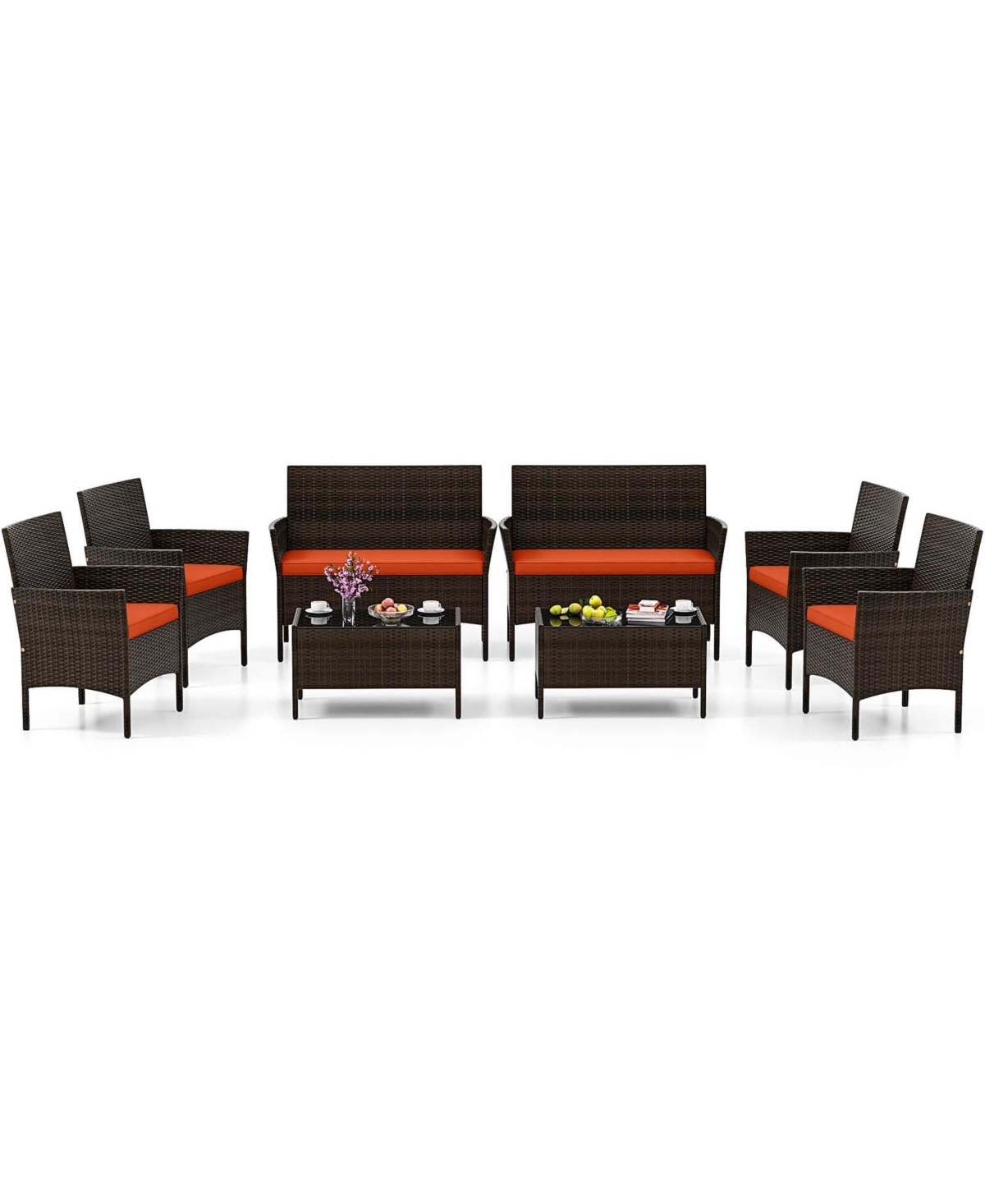 Click here for Gymax Set of 8 Furniture Set w/ Washable Cushions... prices