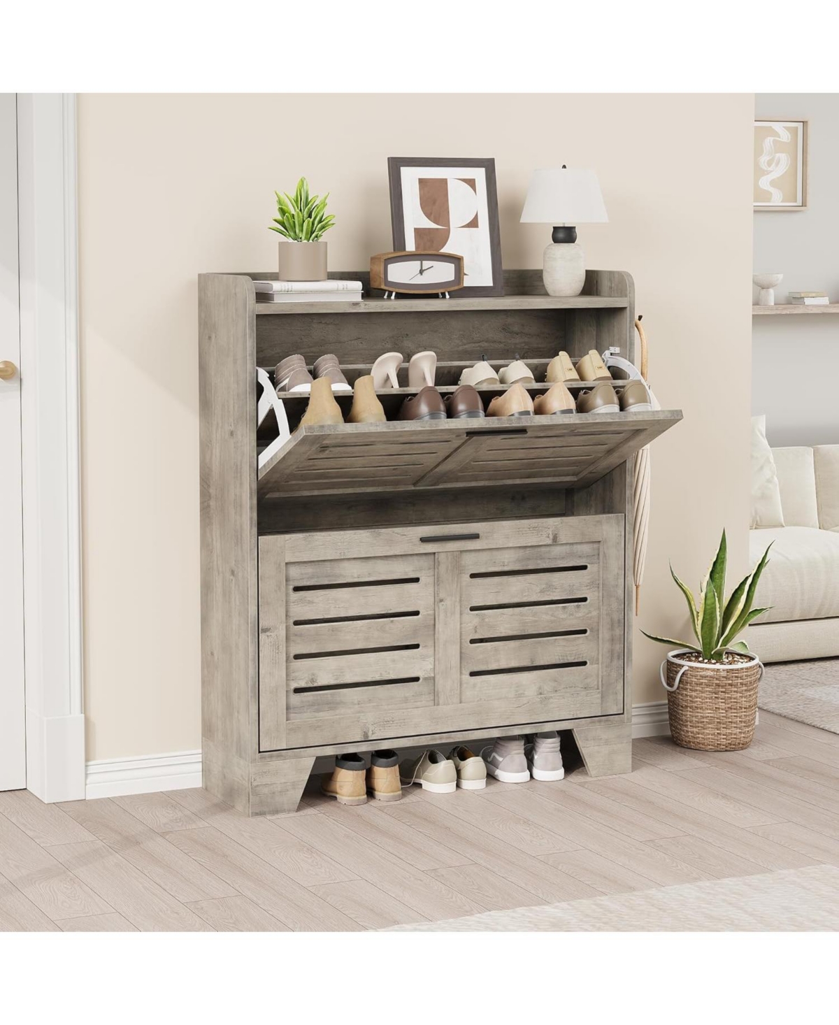 Click here for gaomon "Shoe cabinet with 2 flip drawers  fre... prices