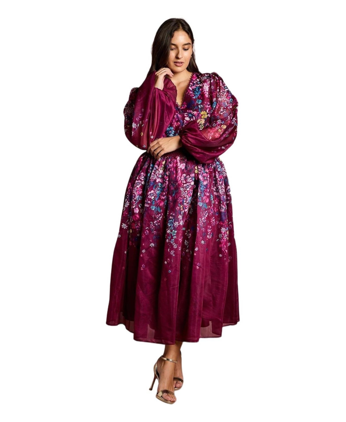 Click here for Coast Womens Plus Size Floral Organza Midaxi Dress... prices