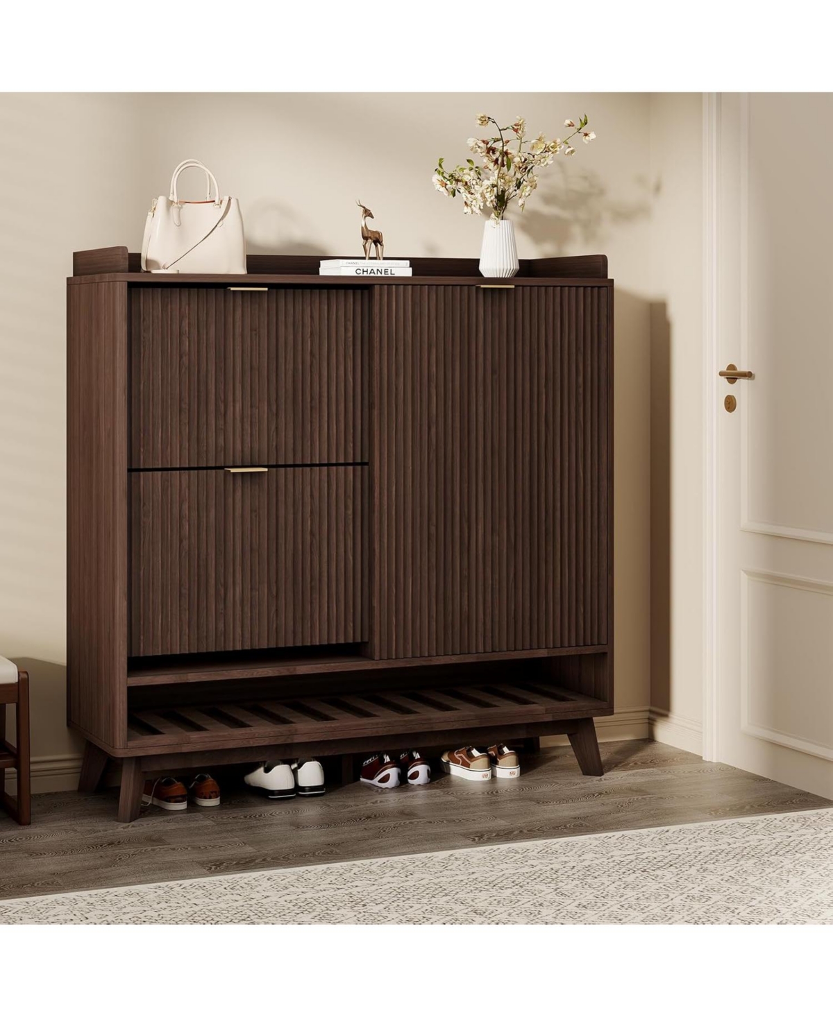 Click here for gaomon Space-Saving Fluted Shoe Cabinet for Entryw... prices