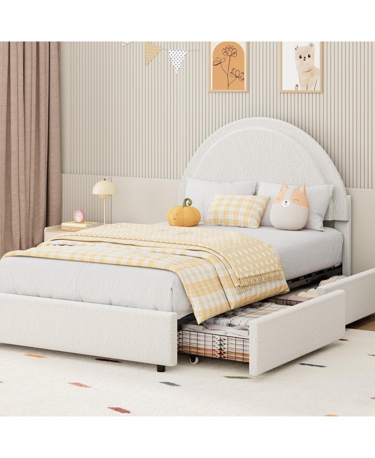 Click here for gaomon Boucle Bed Frame with 2 Storage Drawers Sof... prices