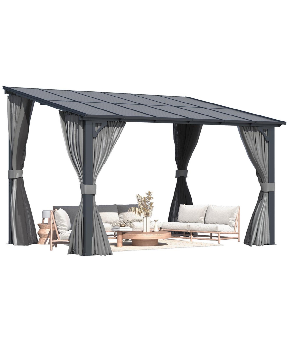 Click here for Aecojoy 12x8 Wall Gazebo with Curtains and Mosquit... prices