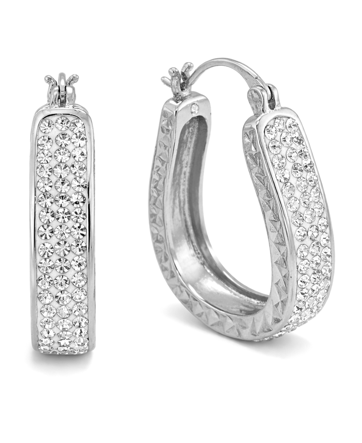 Click here for And Now This Clear Crystal Diamond Cut Hoop Earrin... prices