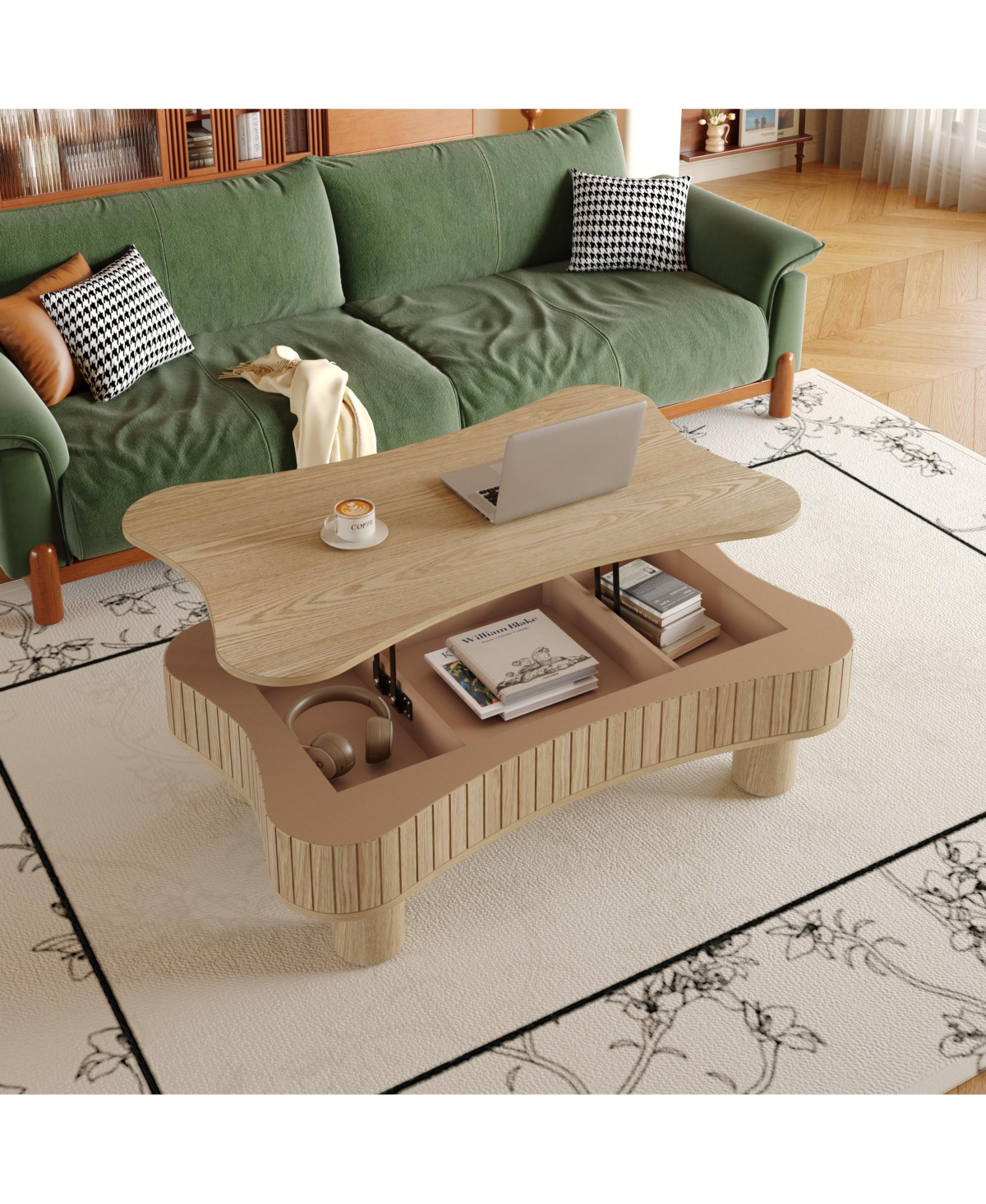 Click here for Rainsken Lift Top Coffee Table - Fluted-Panel Wood... prices