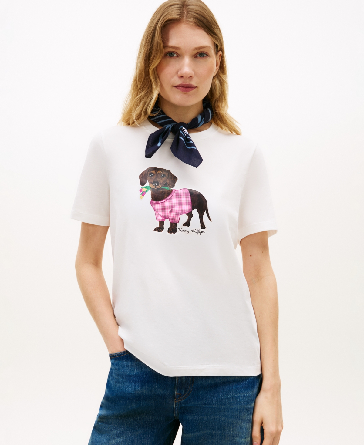 Click here for Tommy Hilfiger Womens Graphic Dog Print T-Shirt -... prices