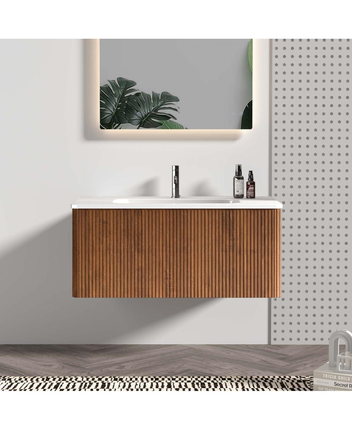 Click here for Sillysis 36" Walnut Floating Bathroom Vanity... prices