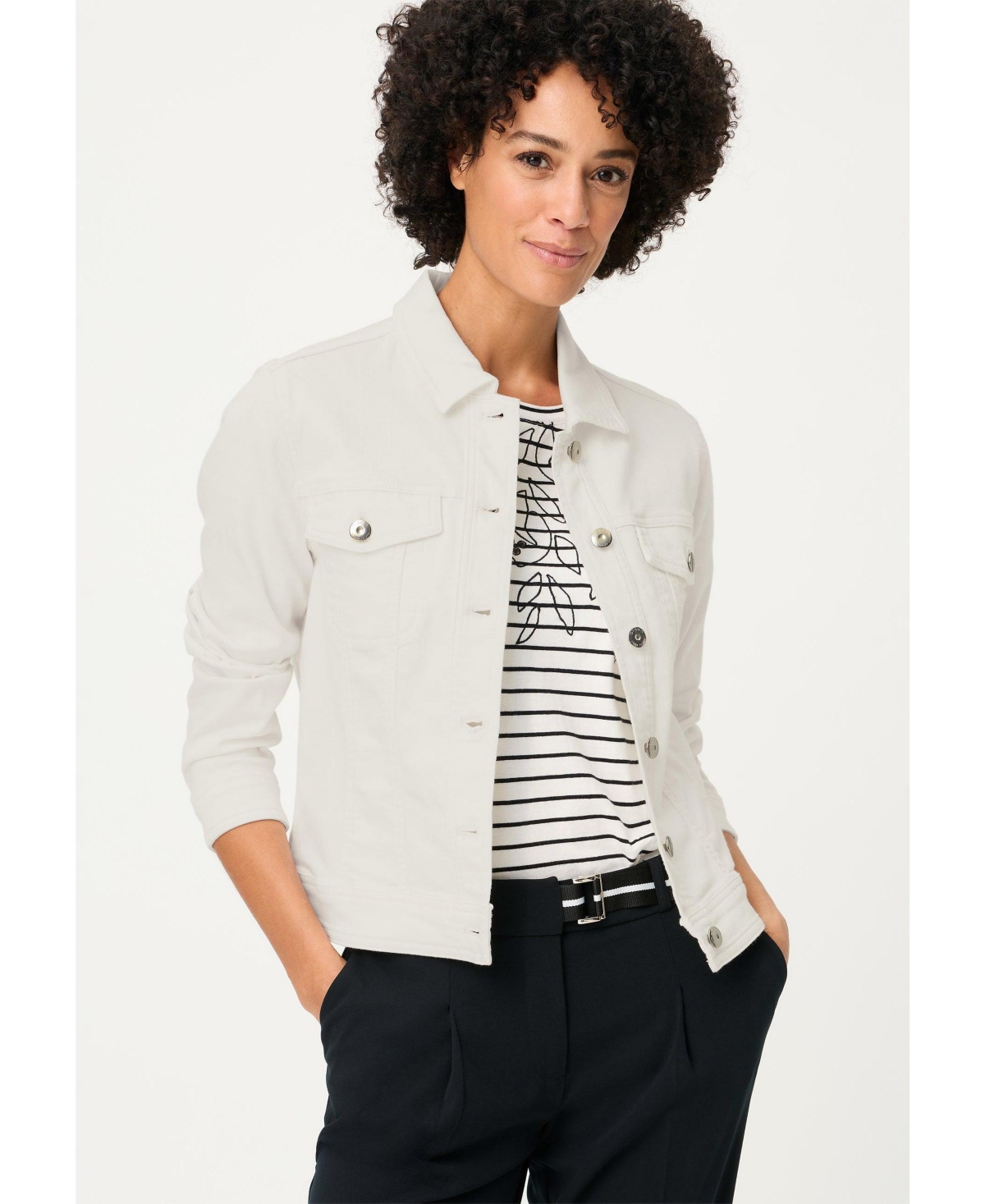 Click here for Olsen Womens Power Stretch Jean Jacket - Off white prices