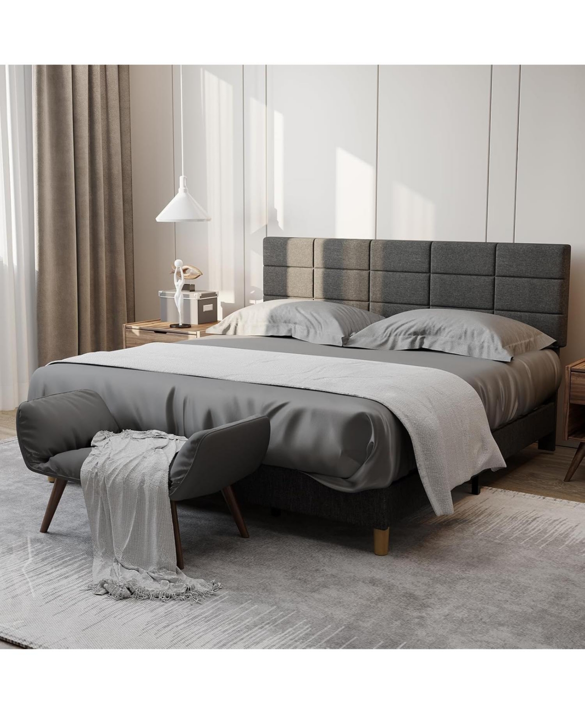 Click here for Gaomon King Size Upholstered Bed Frame with Linen... prices