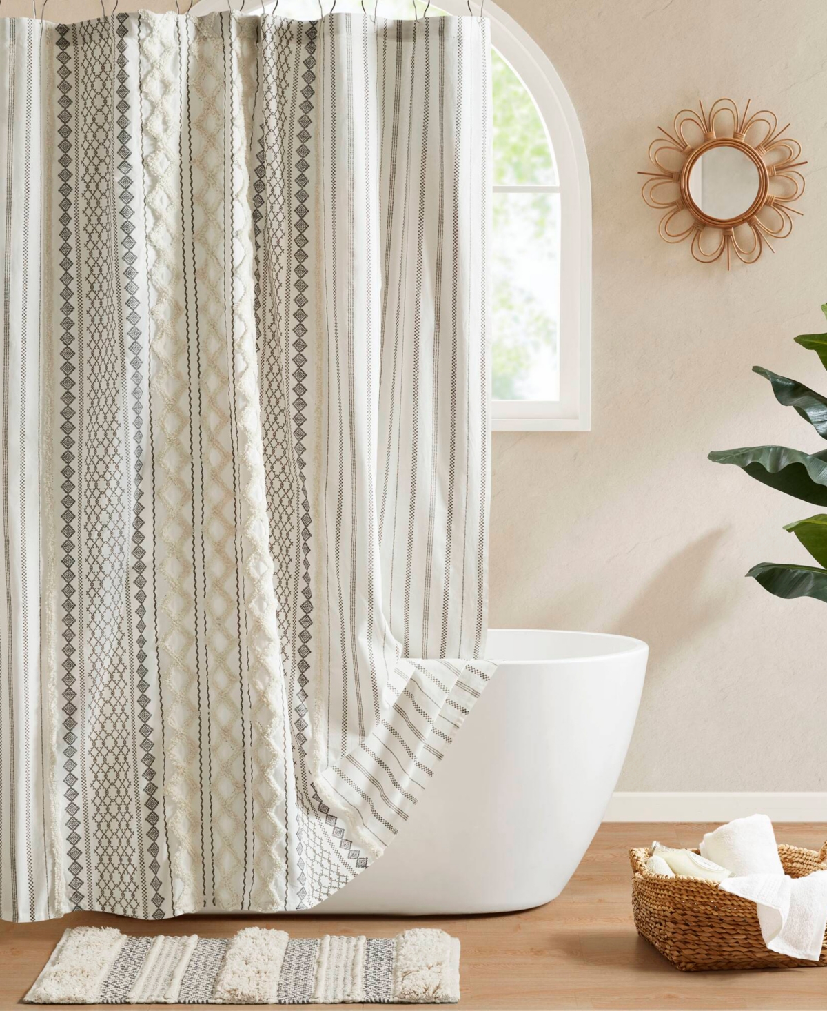 Click here for Ink+Ivy Imani Stripe Cotton Chenille Shower Curtai... prices