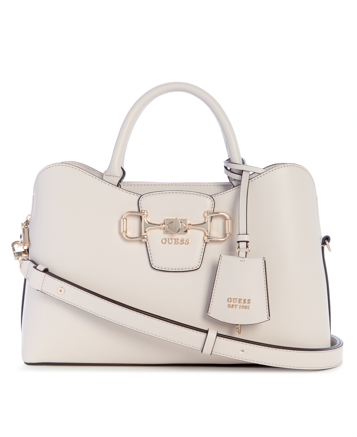 Click here for Guess Janie Top Zip Girlfriend Satchel Bag - Stone prices