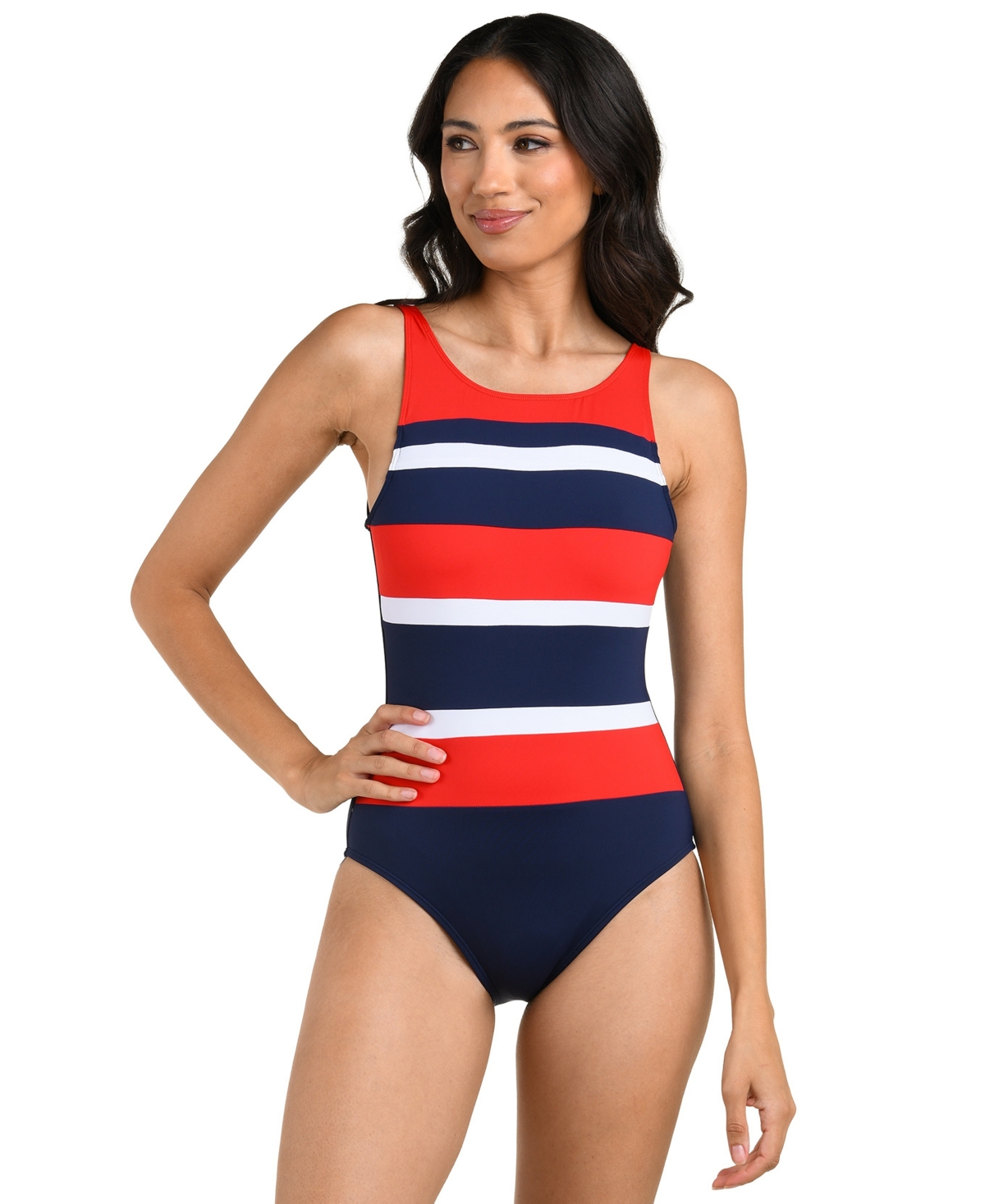 Click here for La Blanca Womens Americana Crewneck One-Piece Swim... prices