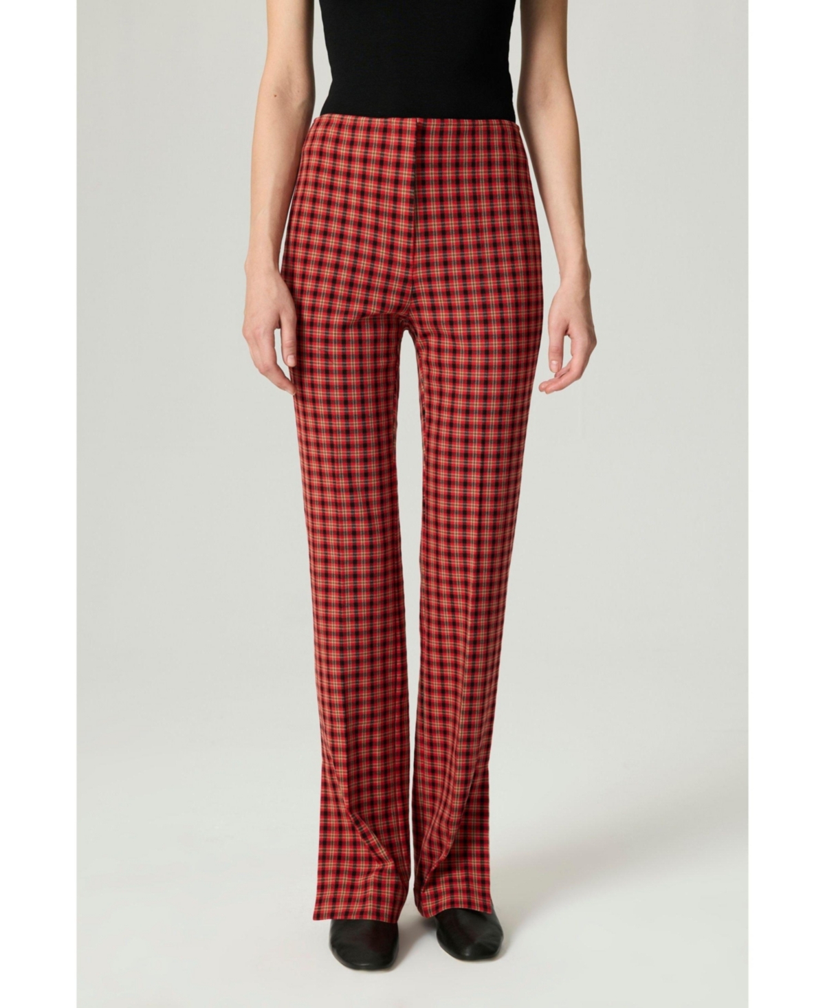 Click here for Nocturne Womens Plaid Slit-Hem Pants - Red prices
