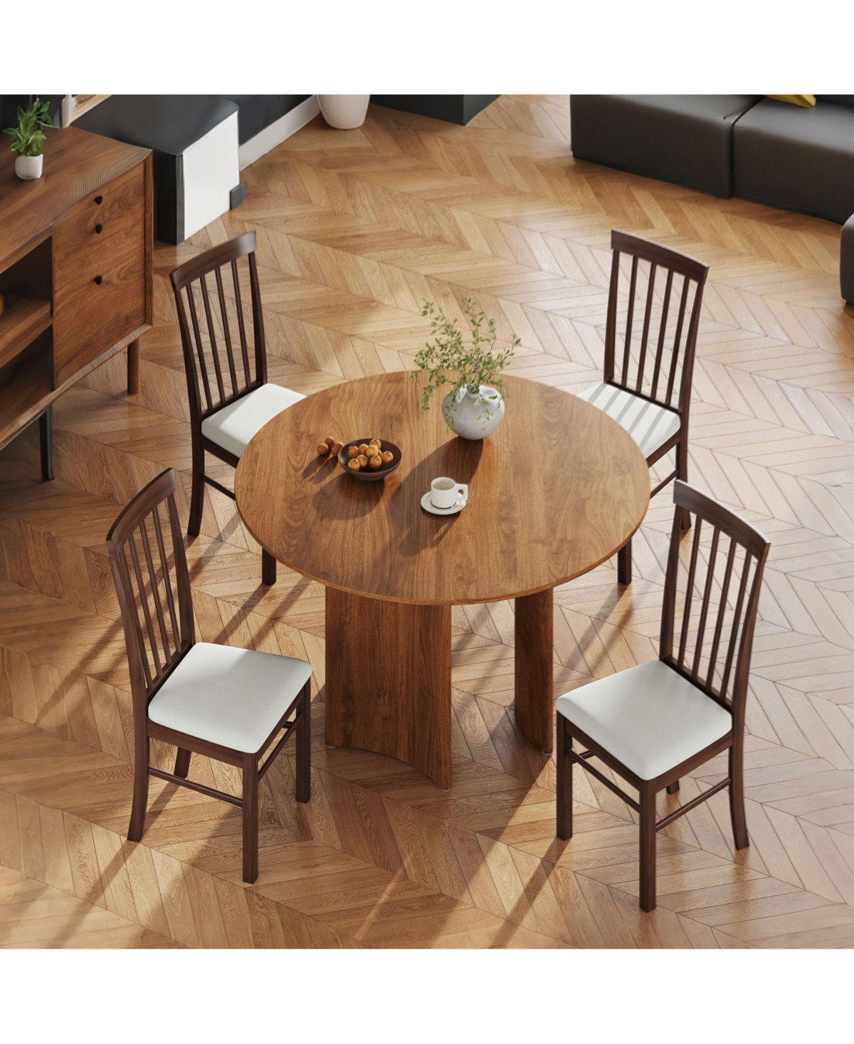 Click here for Homcom Farmhouse Wooden Dining Chairs Set of 4 - D... prices