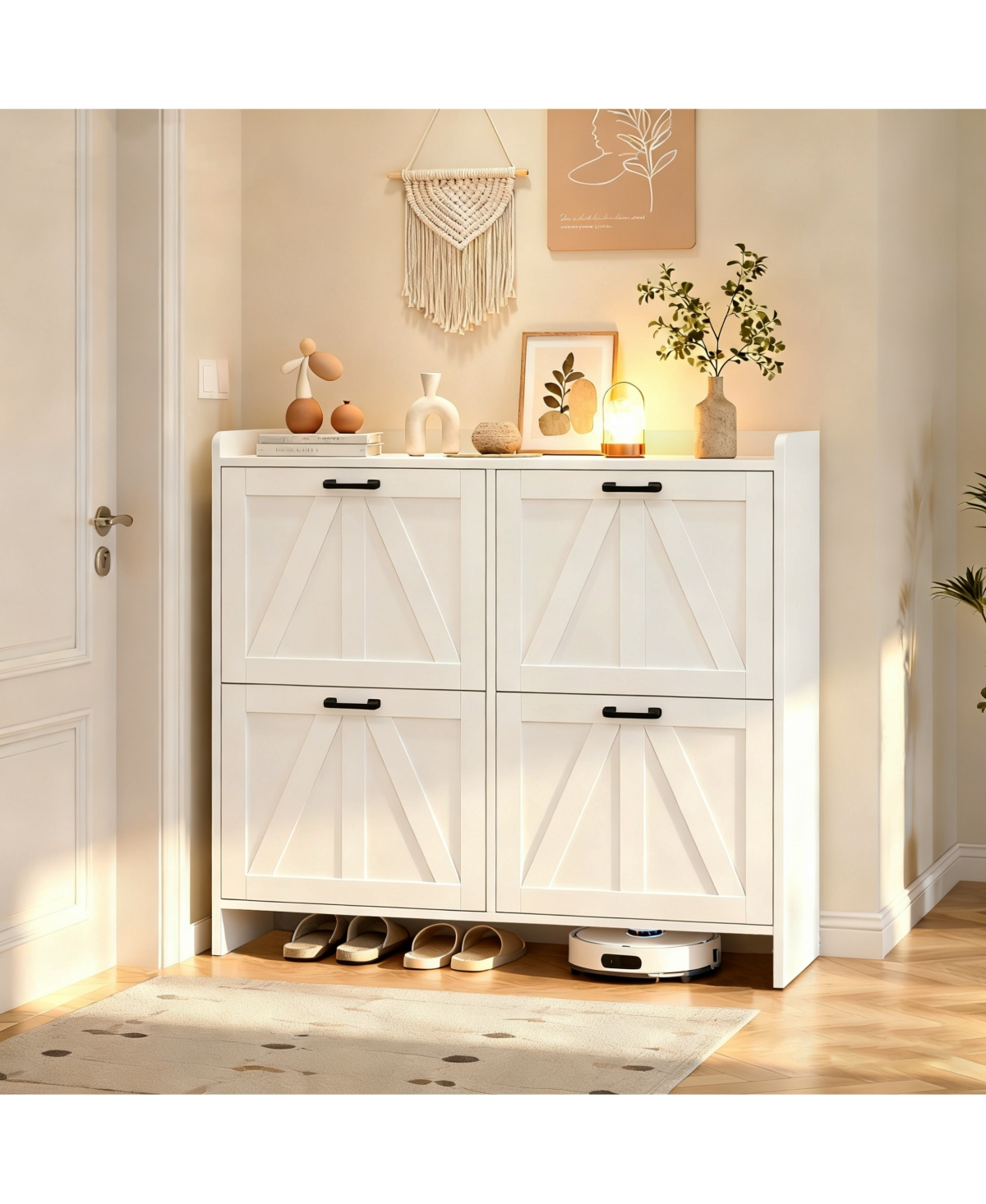 Click here for Rainsken Modern Farmhouse Shoe Cabinet - 4 Flip Dr... prices