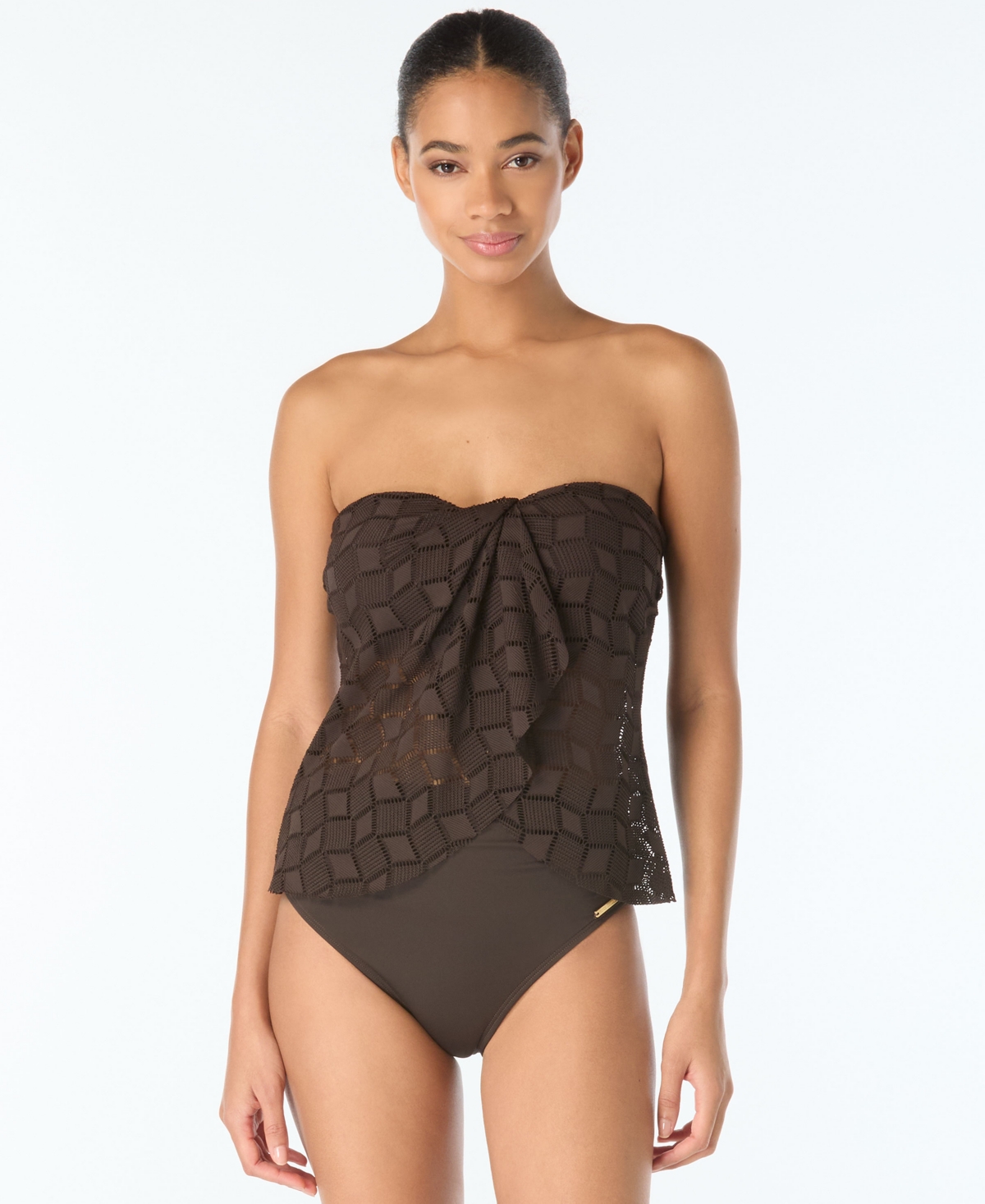 Click here for Vince Camuto Womens Crochet Draped Tankini Top - C... prices