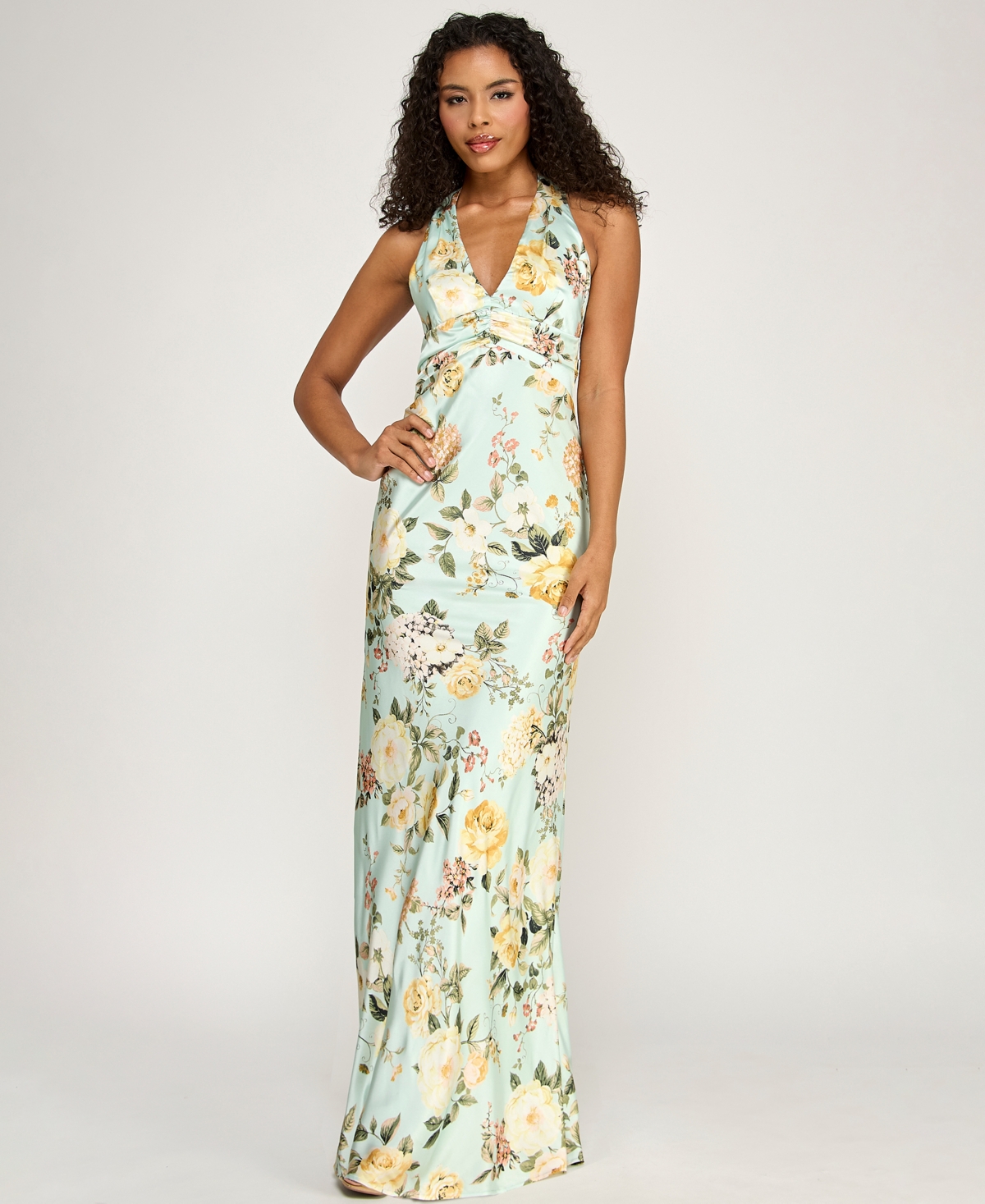 Click here for Seni & Cade Womens Floral Halter-Neck Maxi Dress -... prices