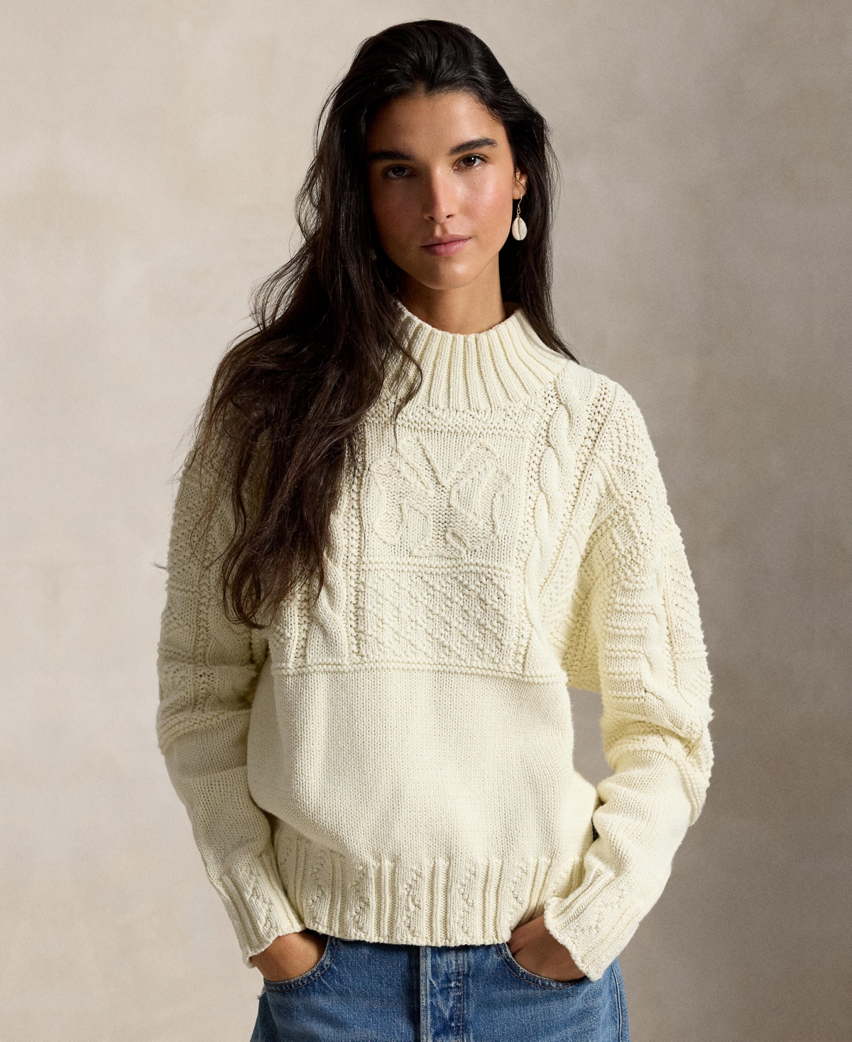 Click here for Polo Ralph Lauren Womens Embroidered Mock Neck Swe... prices