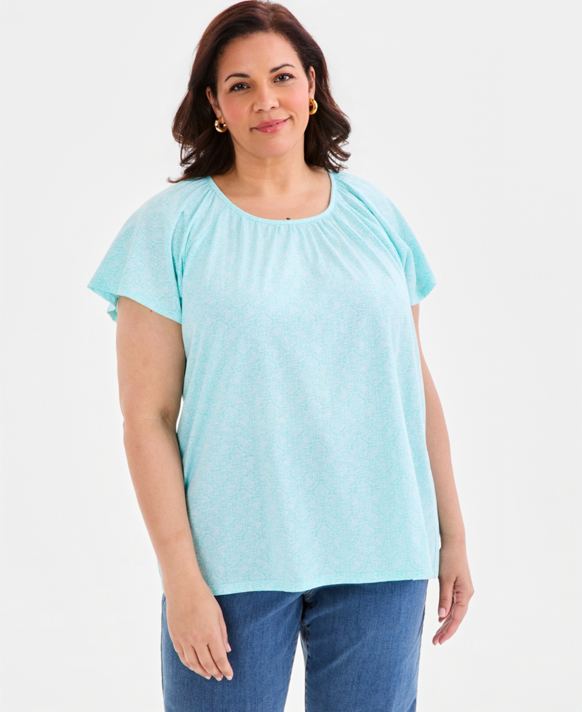 Click here for Style & Co Plus Size Flutter-Sleeve Top  Macys Exc... prices