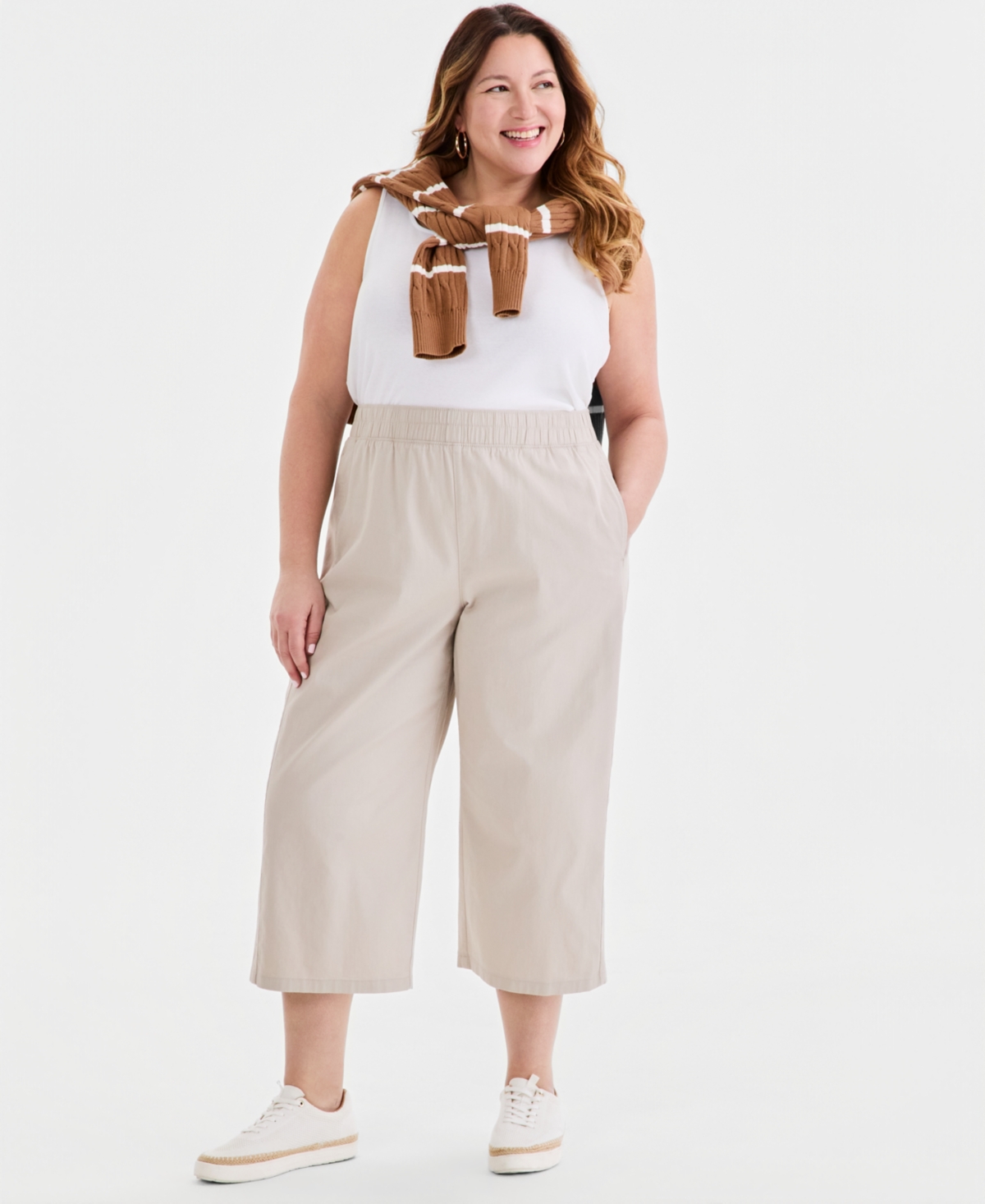 Click here for Style & Co Style & Co Plus Size Pull-On Cropped Wi... prices