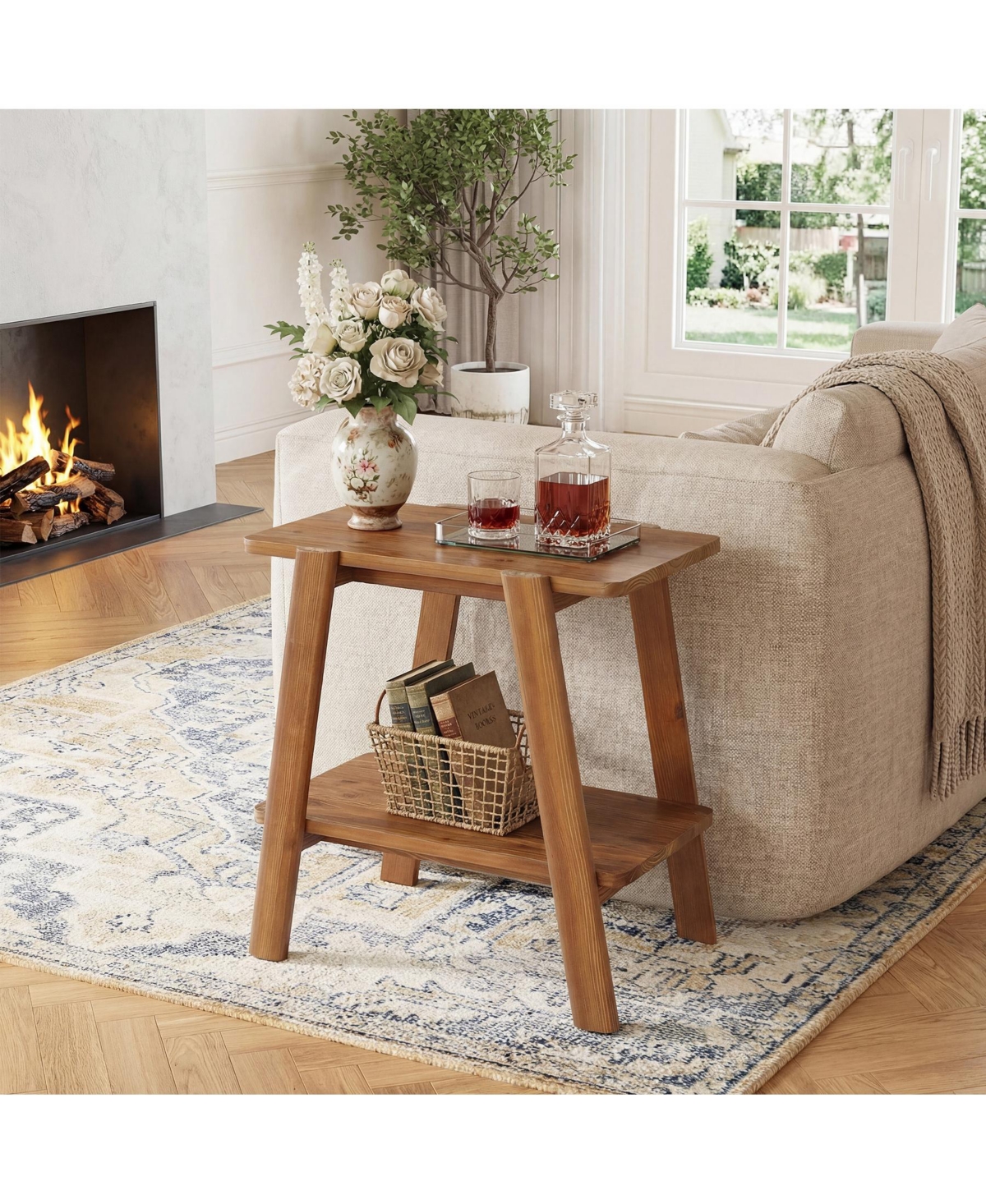 Click here for Tribesigns Solid Wood 2-Tier Narrow Side Table  En... prices