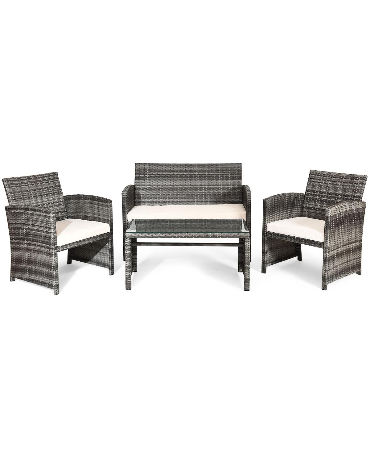 Click here for Gymax 4PCS Patio Outdoor Rattan Furniture Set Chai... prices