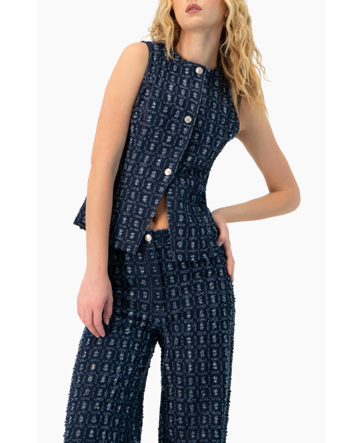 Click here for Ivonne Womens Denim Vest with Front Buttons - Navy... prices