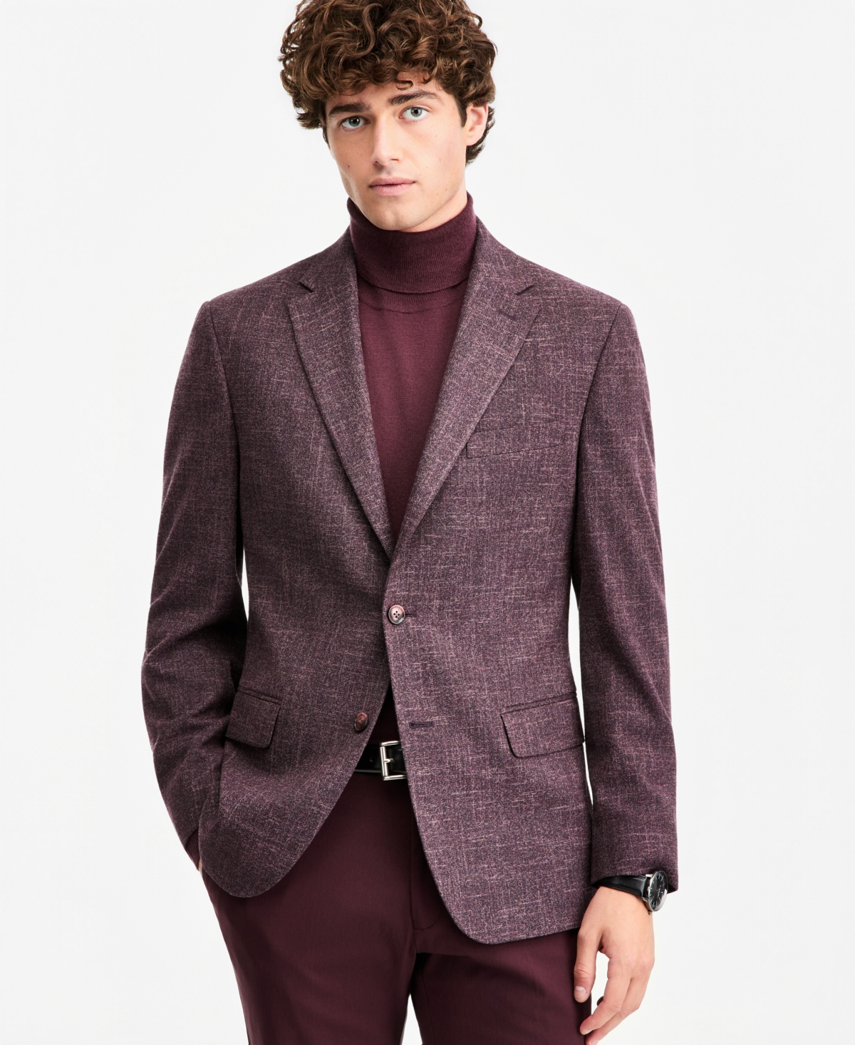 Click here for Tommy Hilfiger Mens Modern-Fit Burgundy Solid Spor... prices