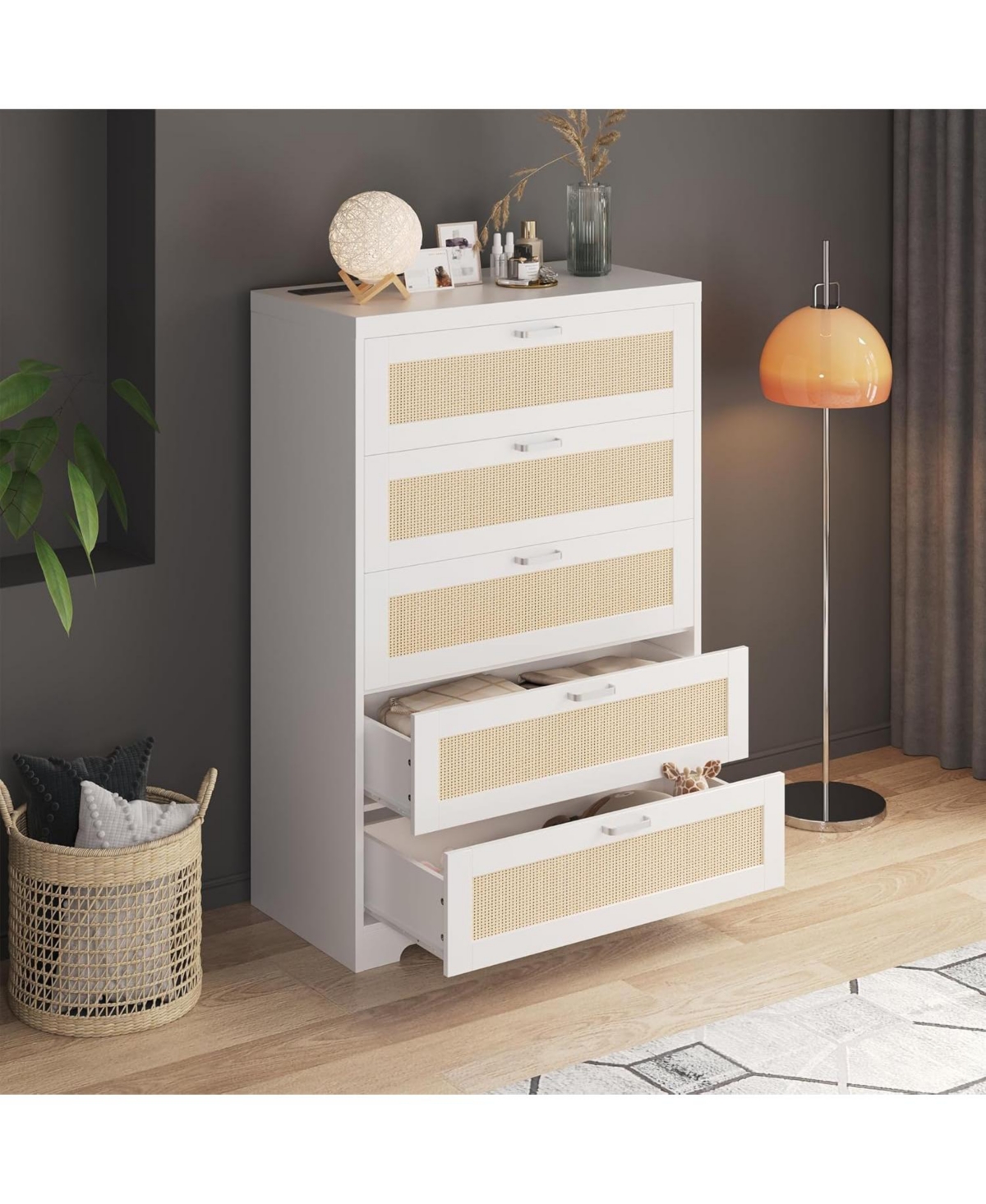 Click here for gaomon Rattan 6 Drawer Dresser Natural Wood Deep S... prices