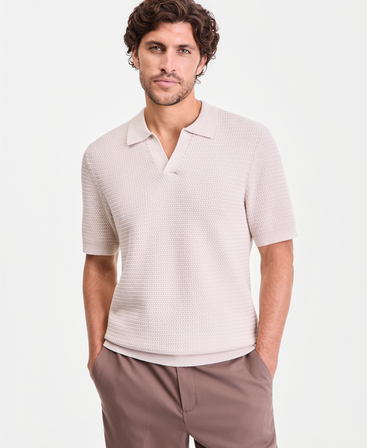 Click here for Alfani Mens Short-Sleeve Eyelet Sweater Shirt  Mac... prices