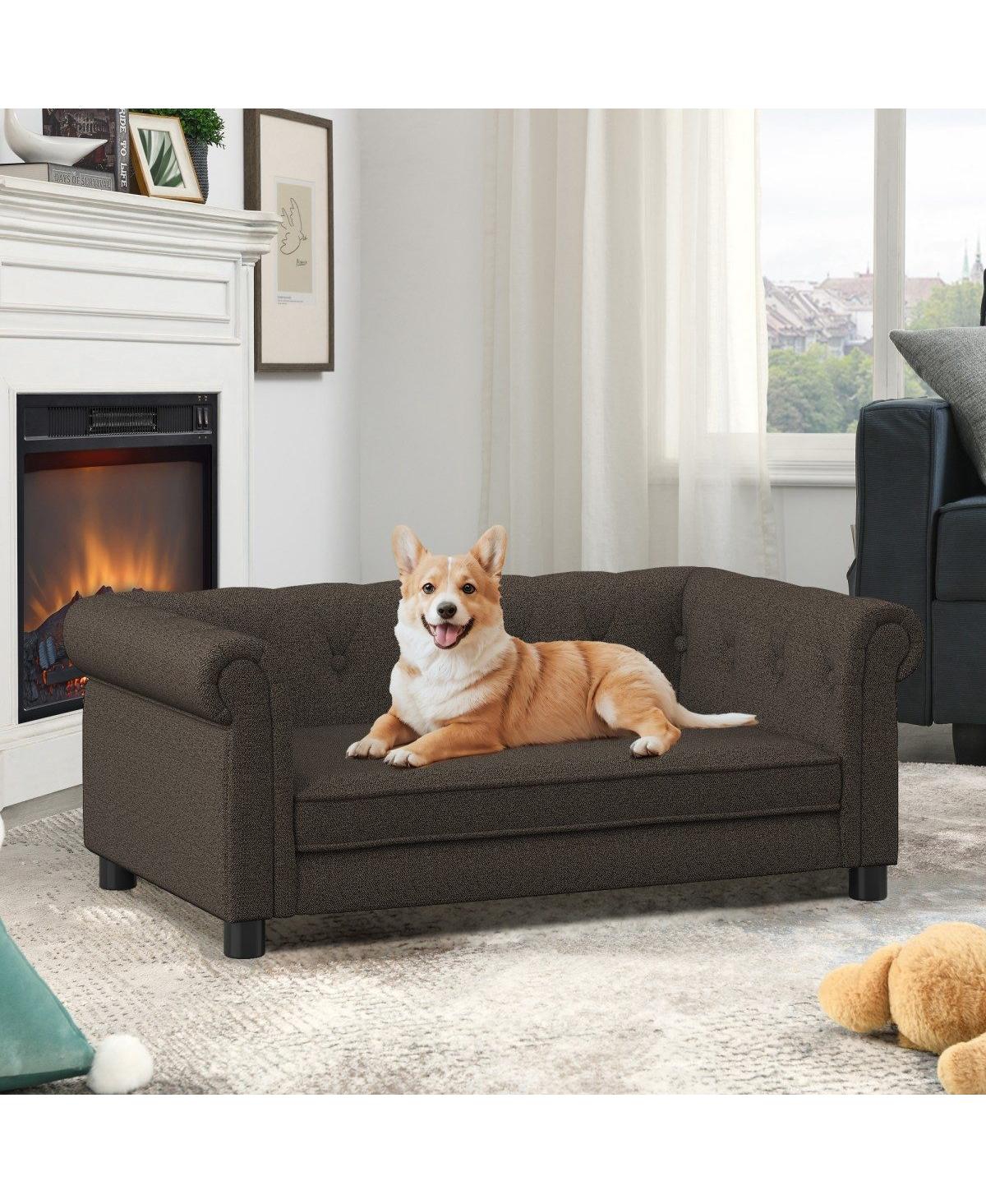 Click here for 6thdruple Modern Dark Brown Raised Dog Sofa for Sm... prices